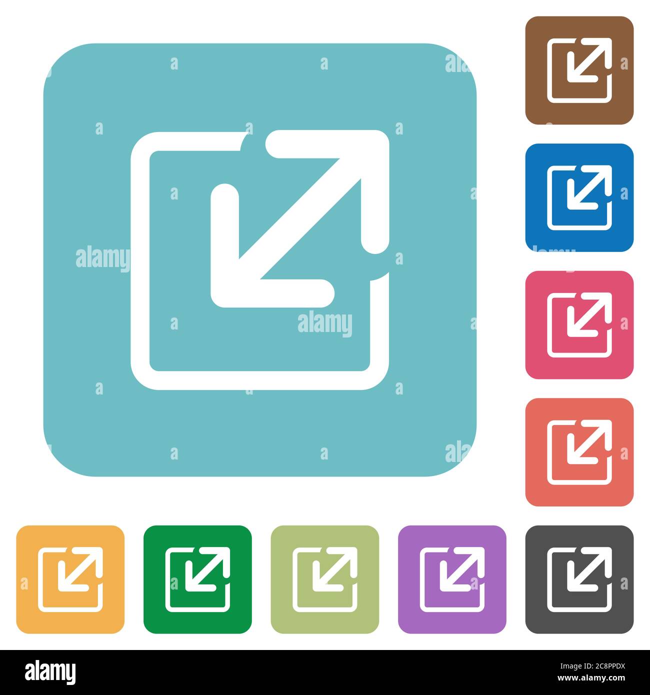 Flat resize window icons on rounded square color backgrounds Stock ...