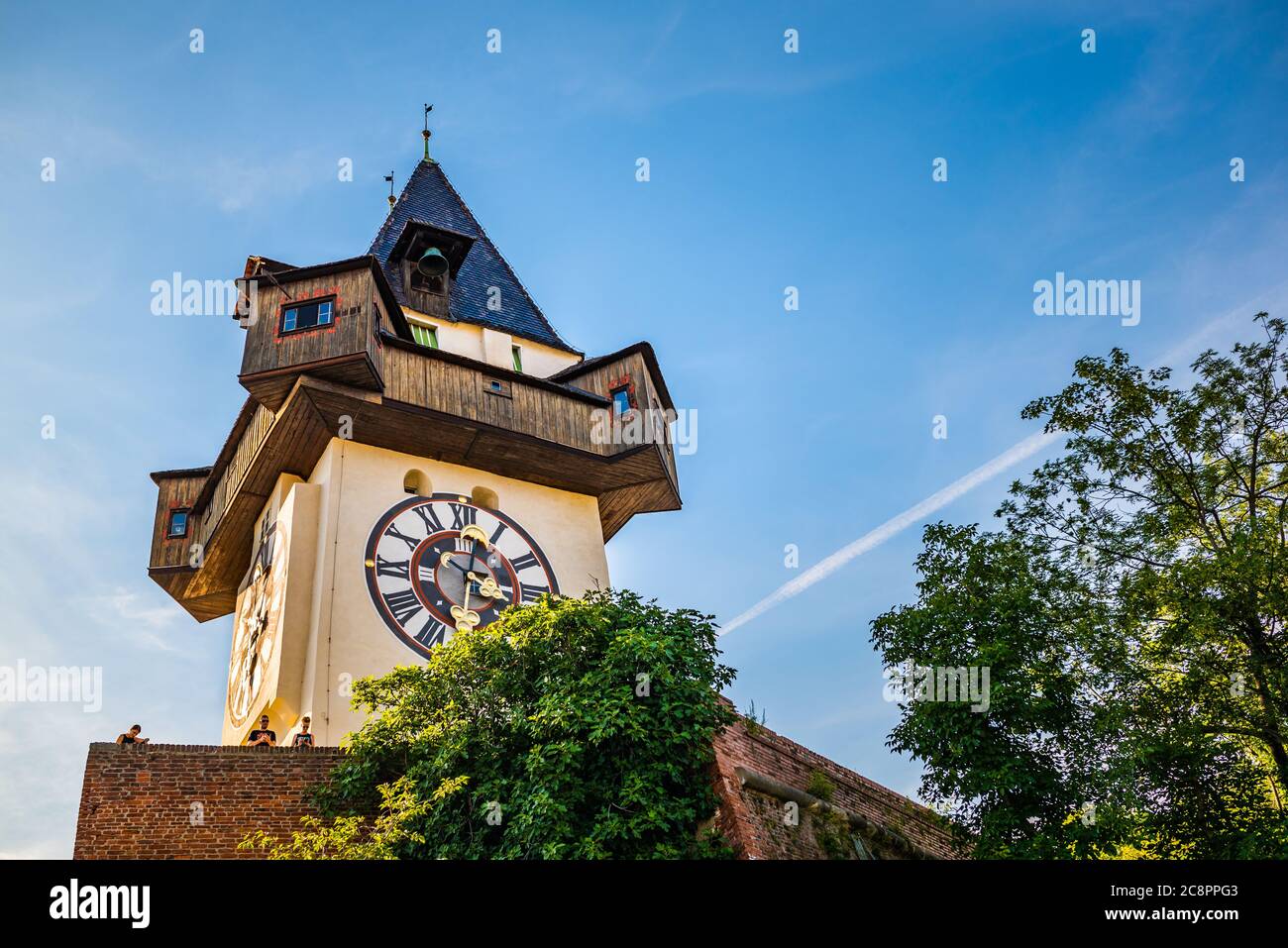 The clock tower, Uhrturm in Graz City. Famous historic structure on ...