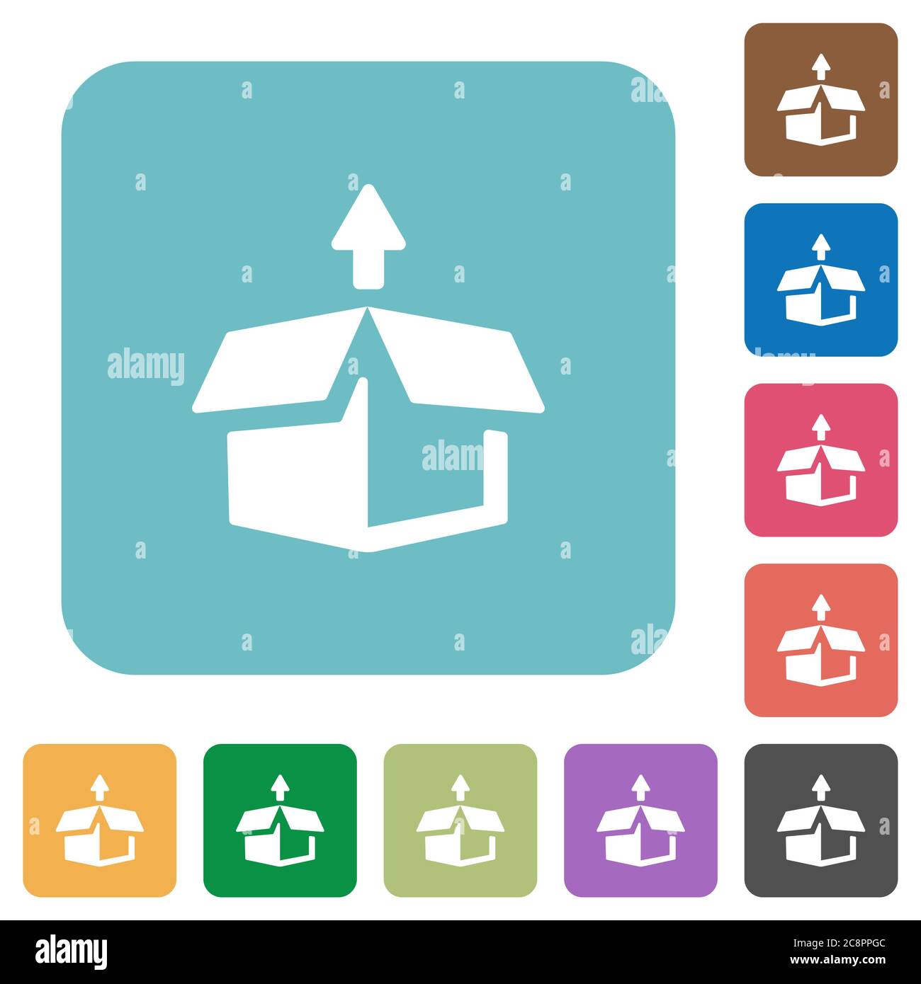 Flat unpack icons on rounded square color backgrounds Stock Vector ...