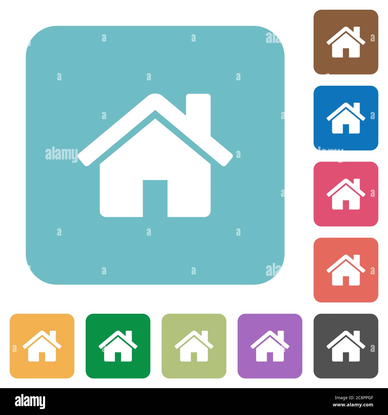 Flat home icons on rounded square color backgrounds Stock Vector Image ...