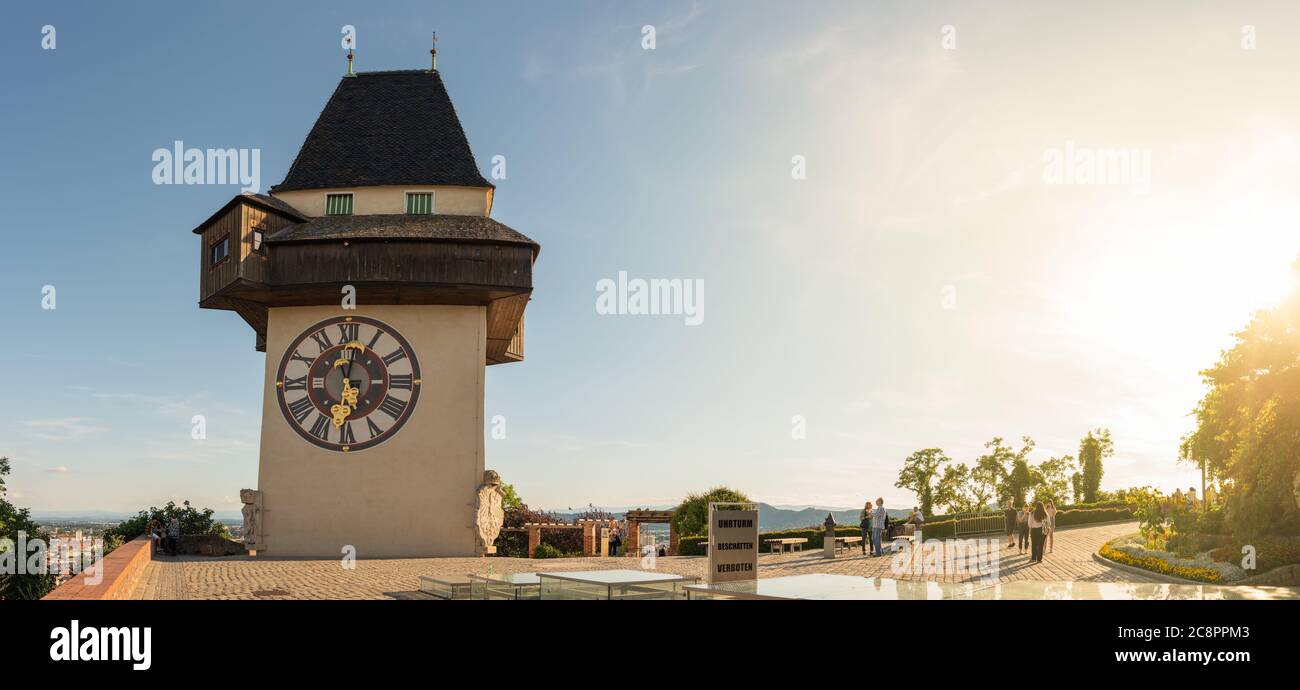The clock tower, Uhrturm in Graz City. Famous historic structure on ...