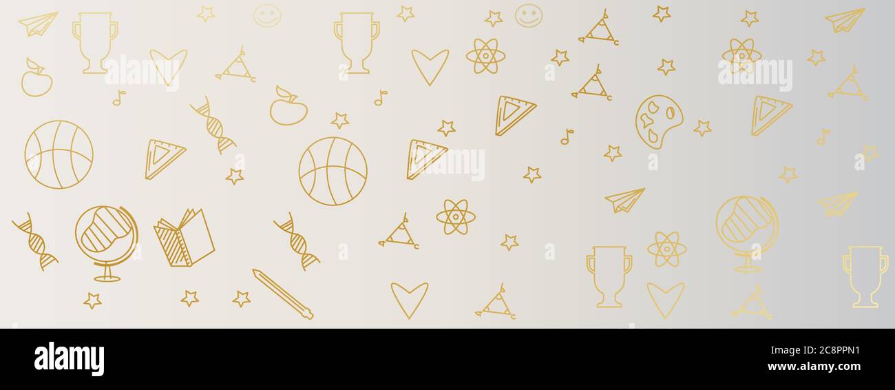 Gray Background With Educational Icons Of School Supplies, Vector Stock ...