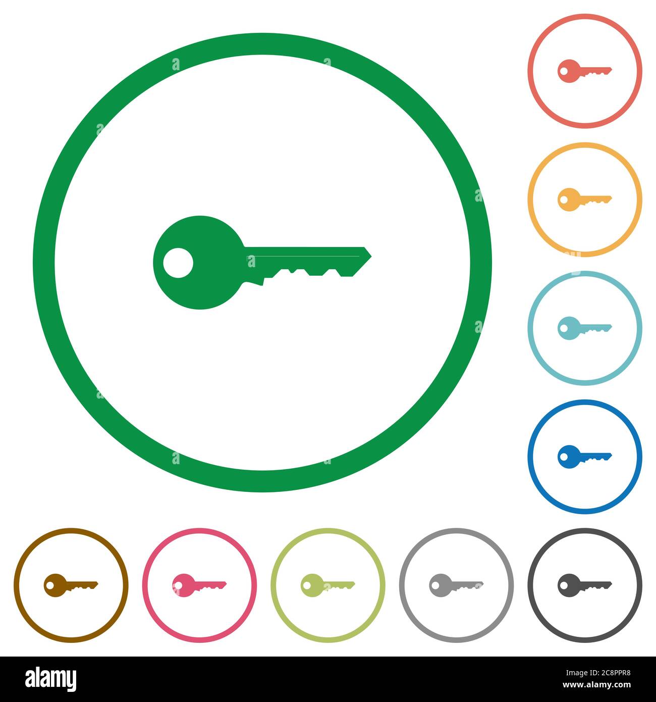 Set of key color round outlined flat icons on white background Stock Vector Image & Art - Alamy
