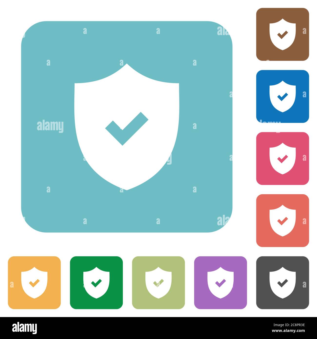 Flat active security icons on rounded square color backgrounds Stock ...