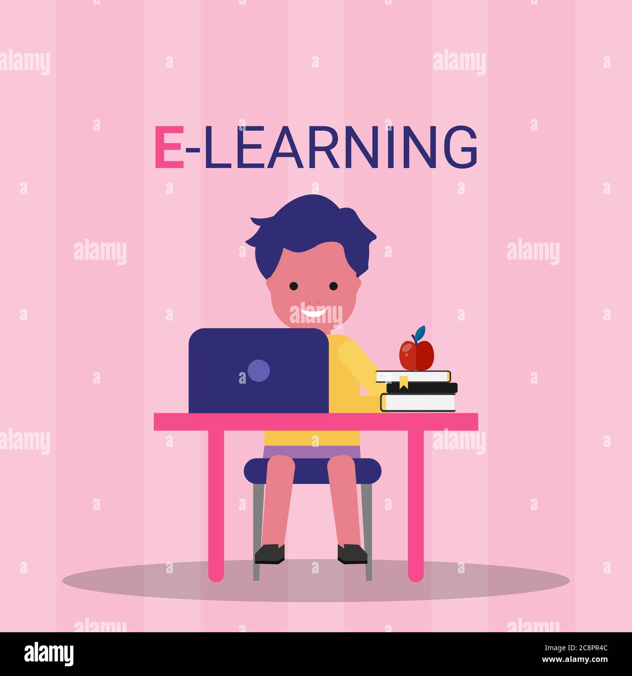 Elementary boy laptop Stock Vector Images - Alamy