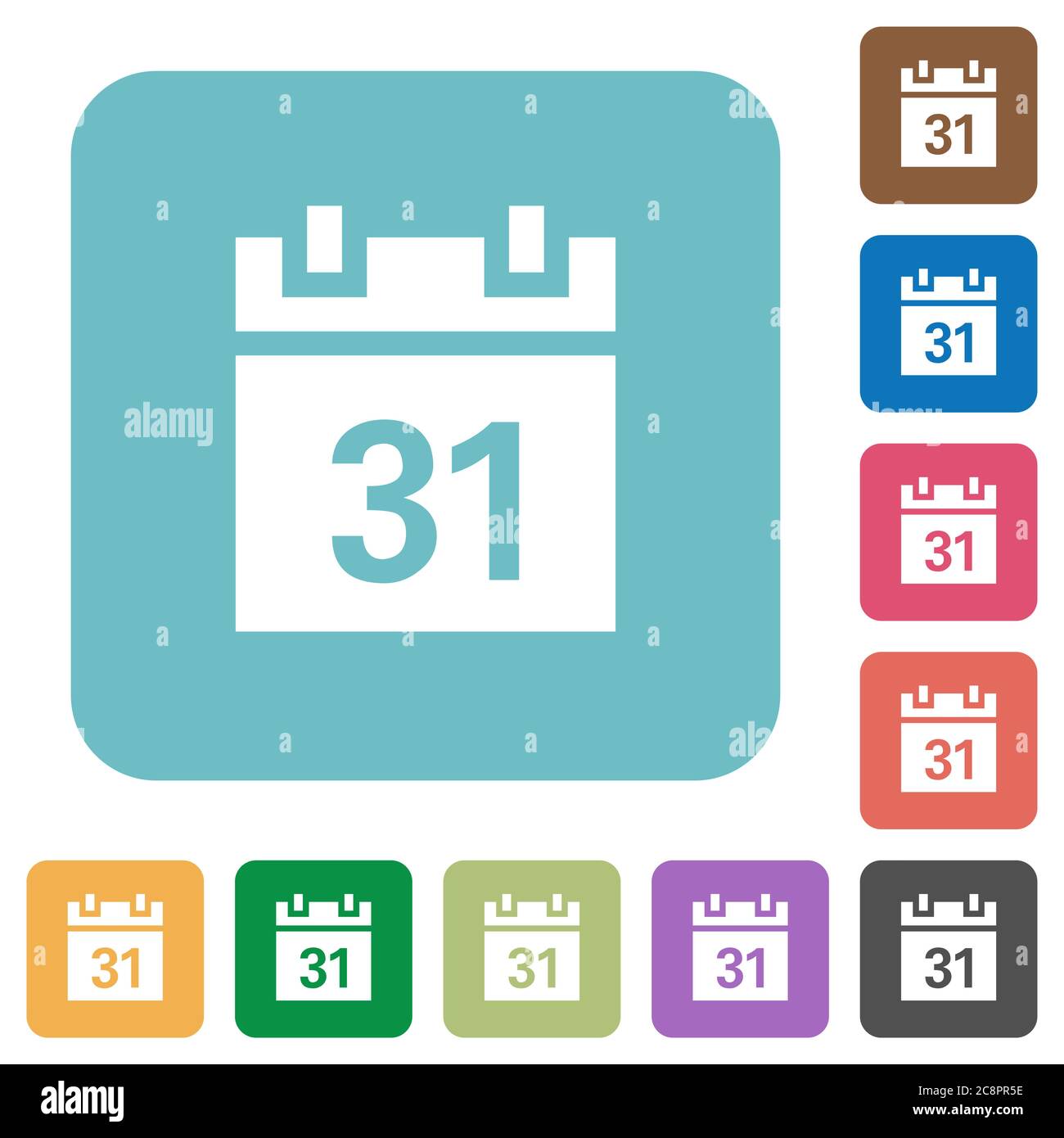 Flat calendar icons on rounded square color backgrounds Stock Vector ...