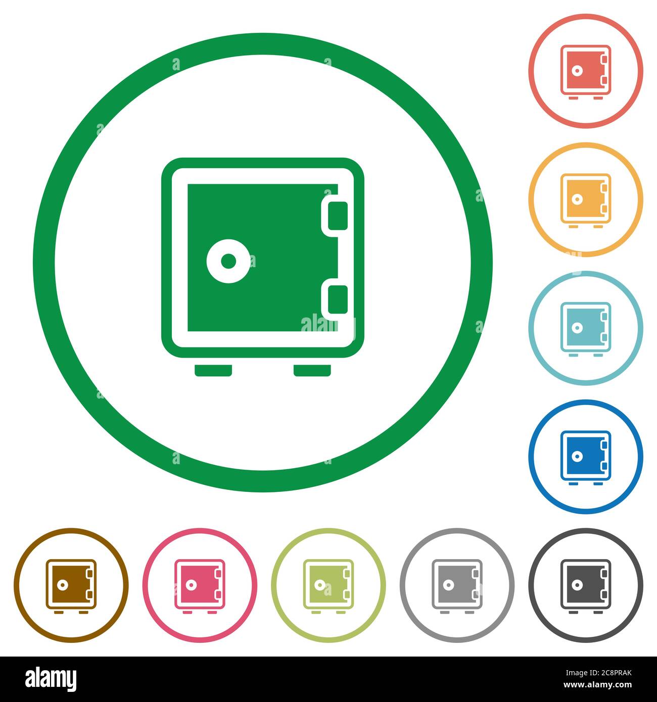 Set of Strong box color round outlined flat icons on white background Stock Vector Image & Art ...