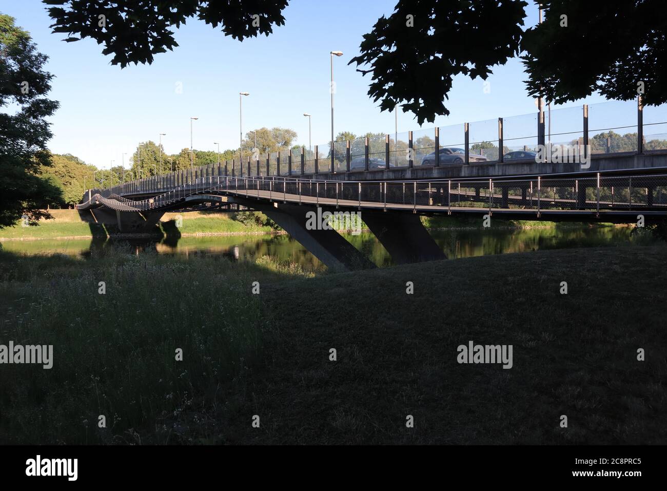 Ingolstadt, Bayern/ Germany - July 03 2019: Modern bridge with seperate ...
