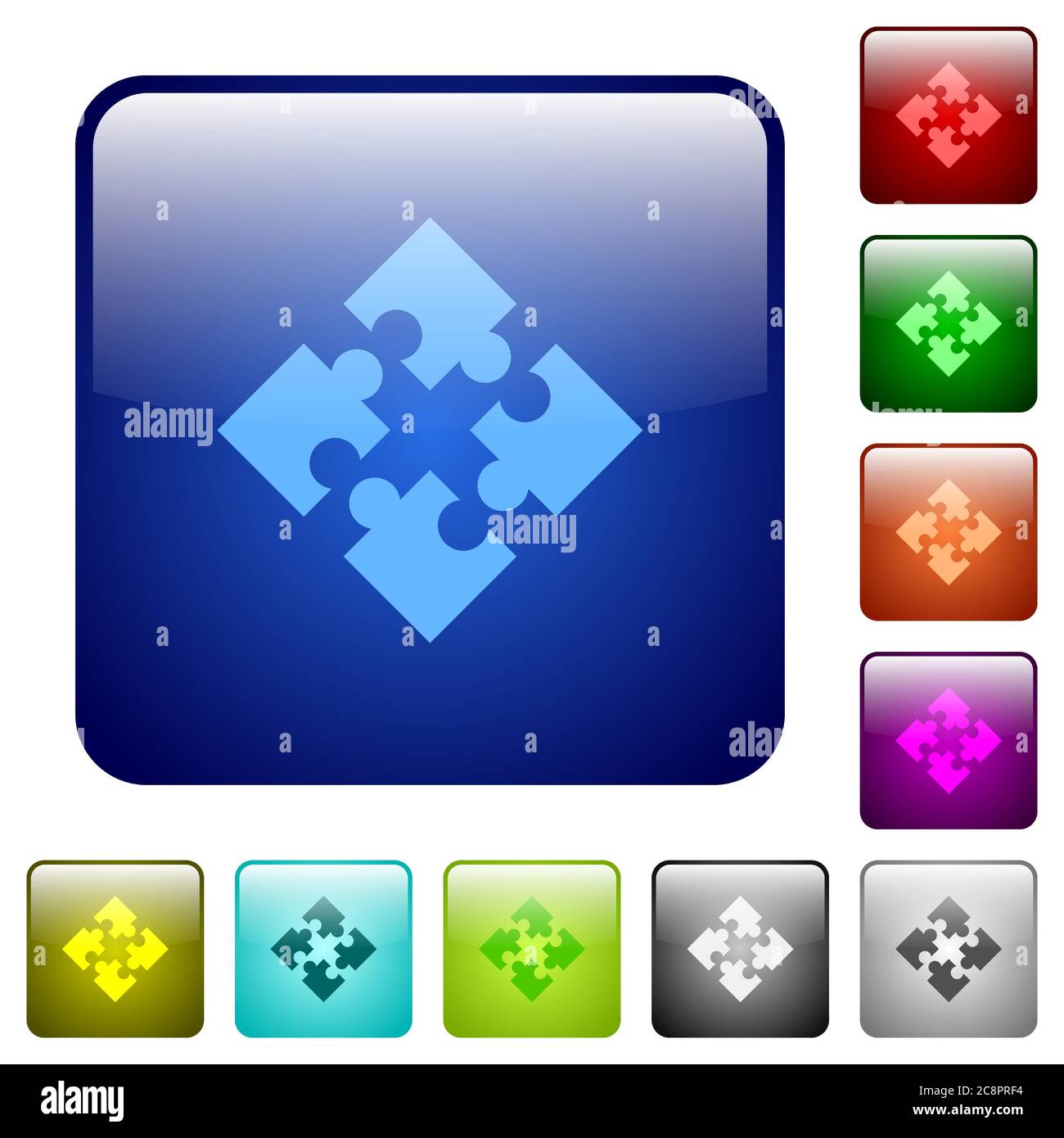 Set of modules color glass rounded square buttons Stock Vector Image ...