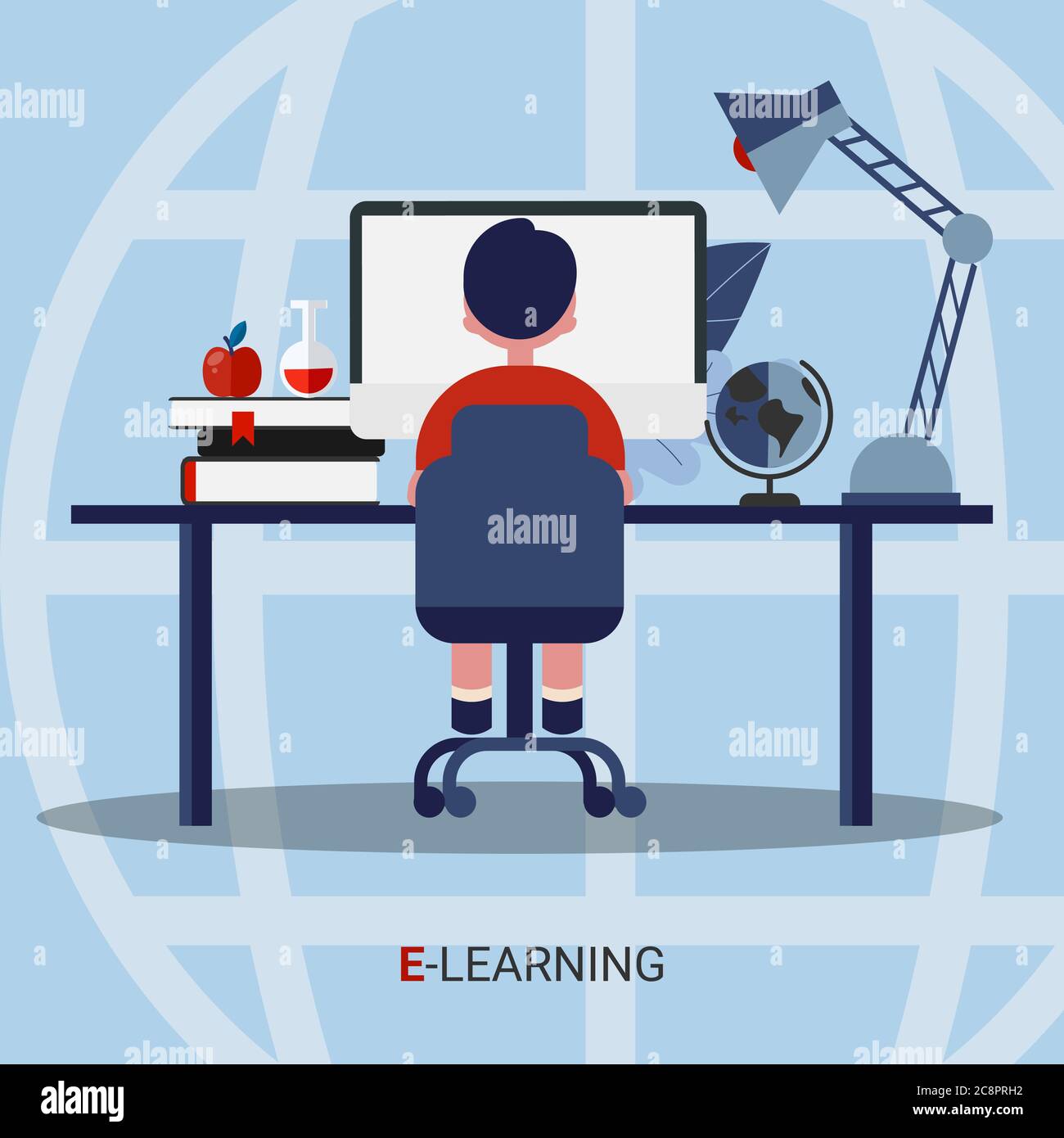 Boy laptop rear view Stock Vector Images - Alamy