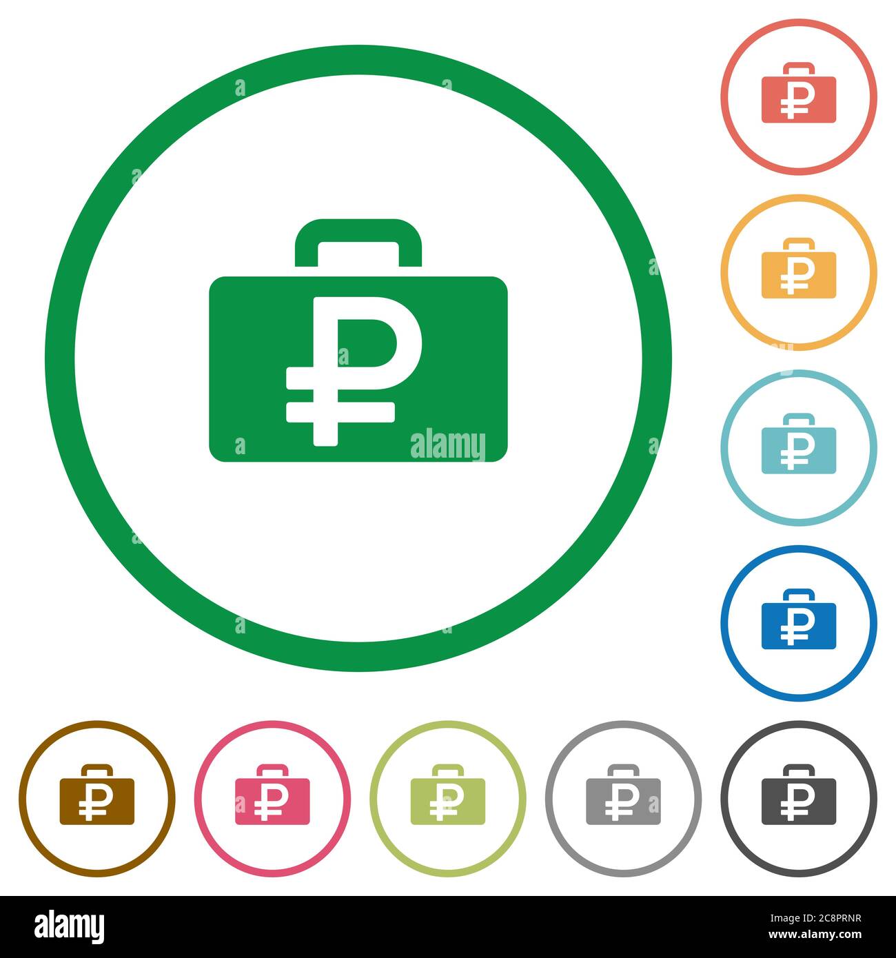 Set of Ruble bag color round outlined flat icons on white background Stock Vector Image & Art ...