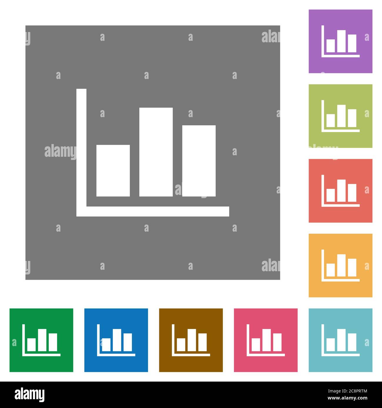 Statistics flat icon set on color square background Stock Vector Image ...