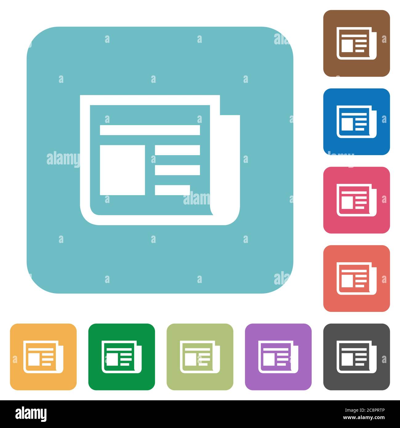 Flat news icons on rounded square color backgrounds Stock Vector Image ...