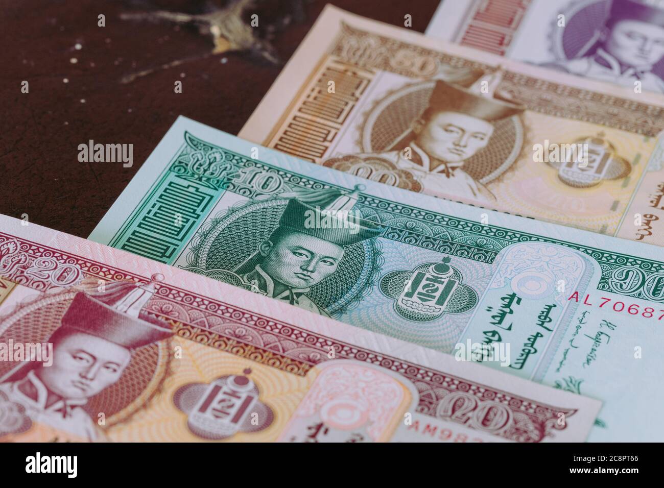 Mongolia currency, Tugrik money, Various banknotes Stock Photo - Alamy