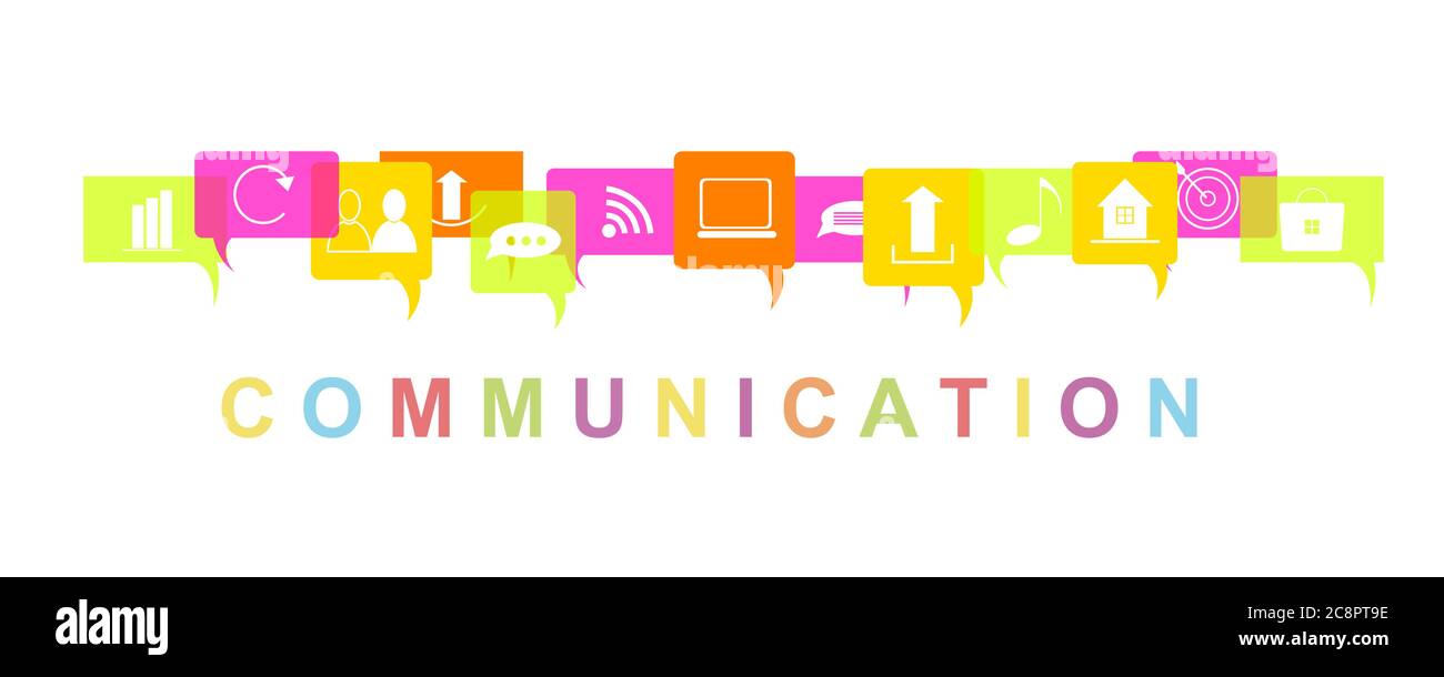 Communication Vector Illustration With Internet Icons Over White ...