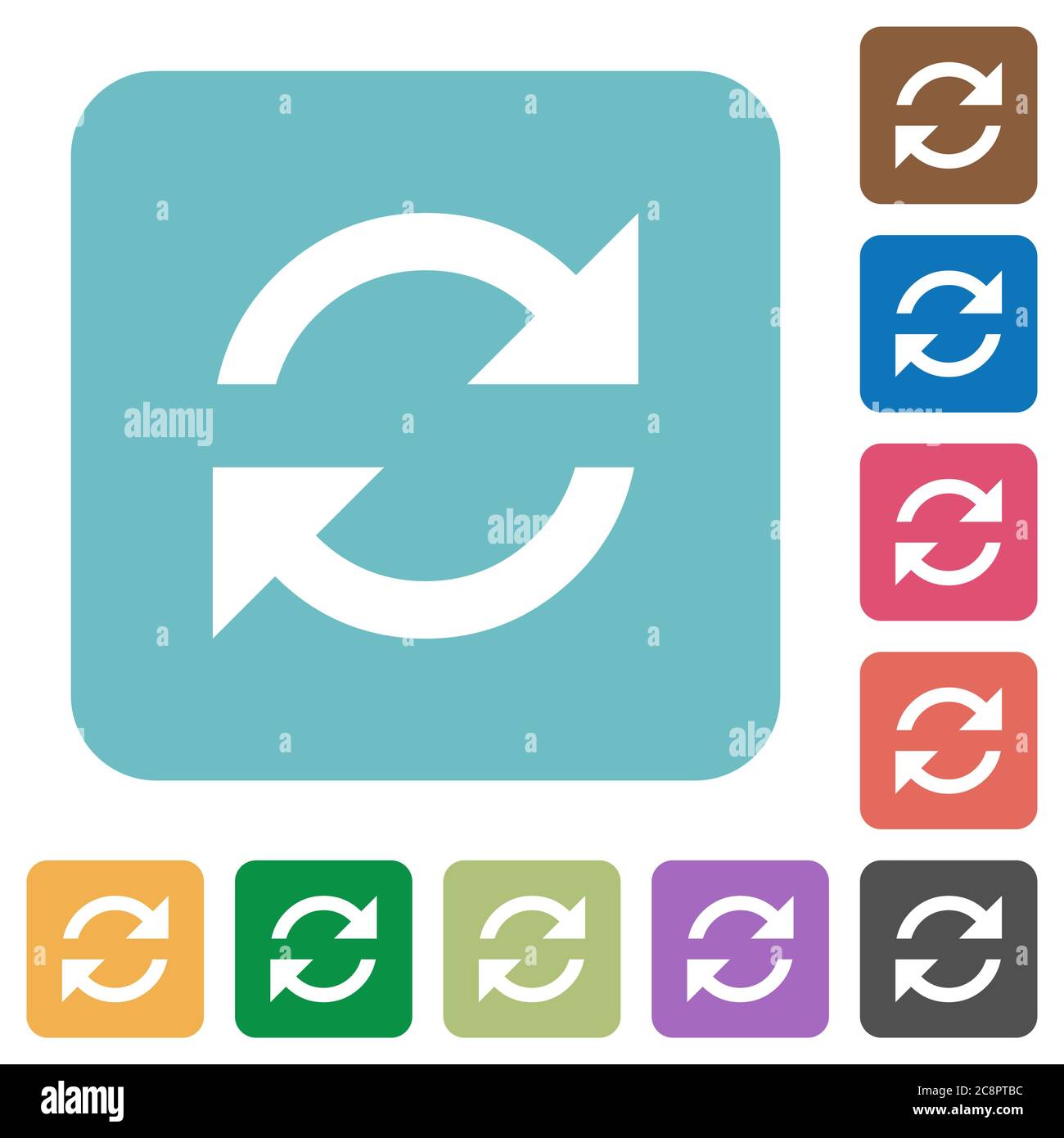 Flat refresh icons on rounded square color backgrounds Stock Vector ...
