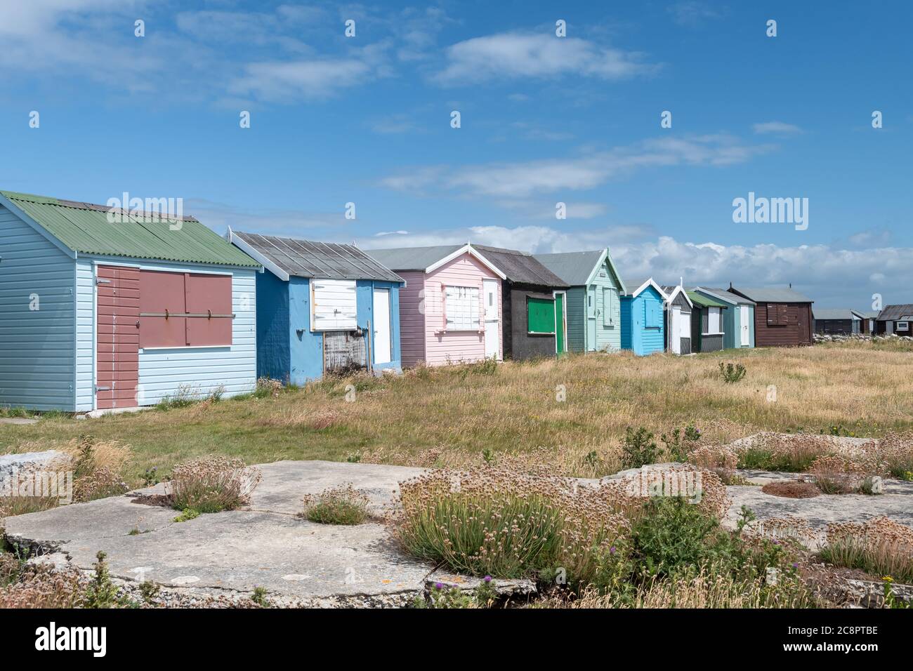 Beach huts at Portland Bill in Dorset Stock Photo - Alamy