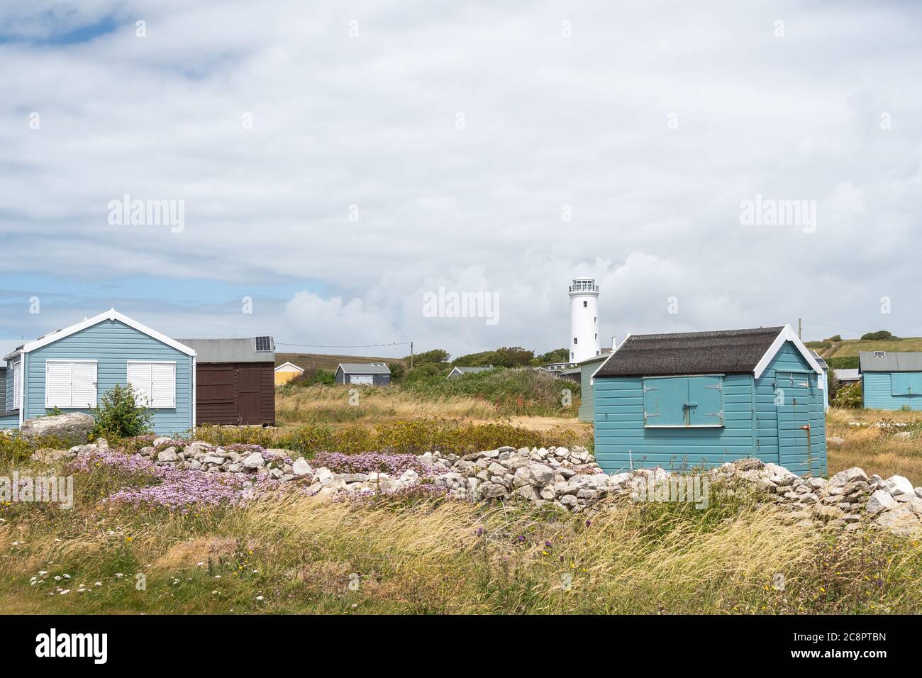 Beach huts at Portland Bill in Dorset Stock Photo - Alamy