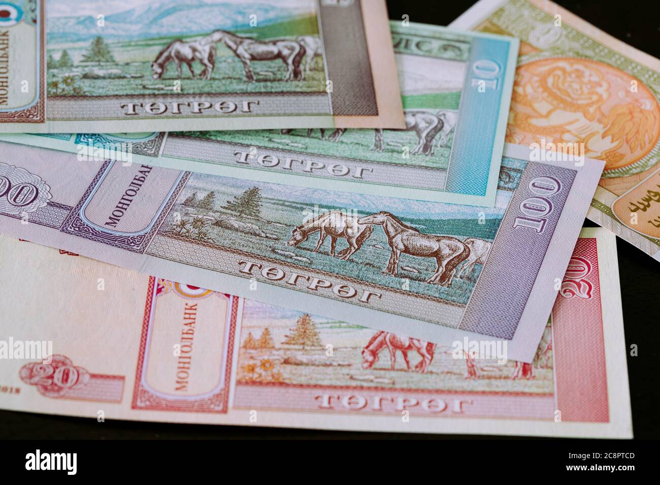 Mongolia currency, Tugrik money, Various banknotes Stock Photo - Alamy