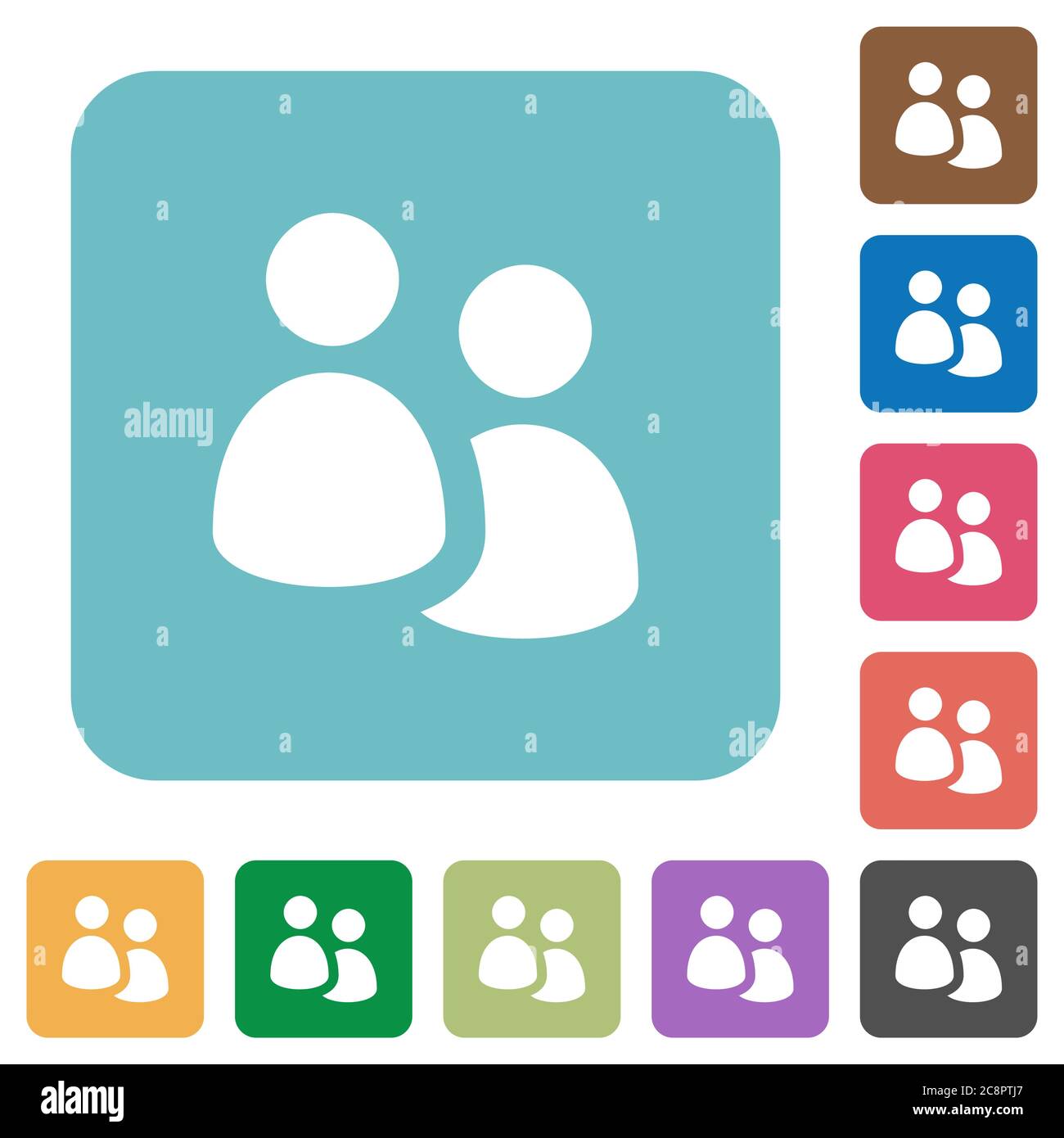 Flat user group icons on rounded square color backgrounds Stock Vector ...