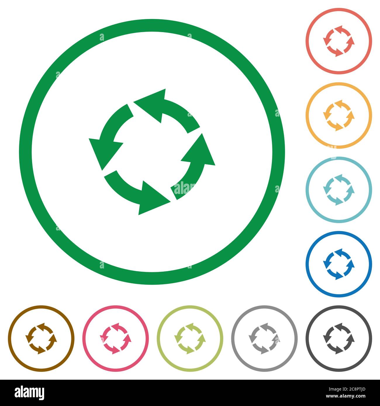 Set Of Rotate Left Color Round Outlined Flat Icons On White Background Stock Vector Image And Art