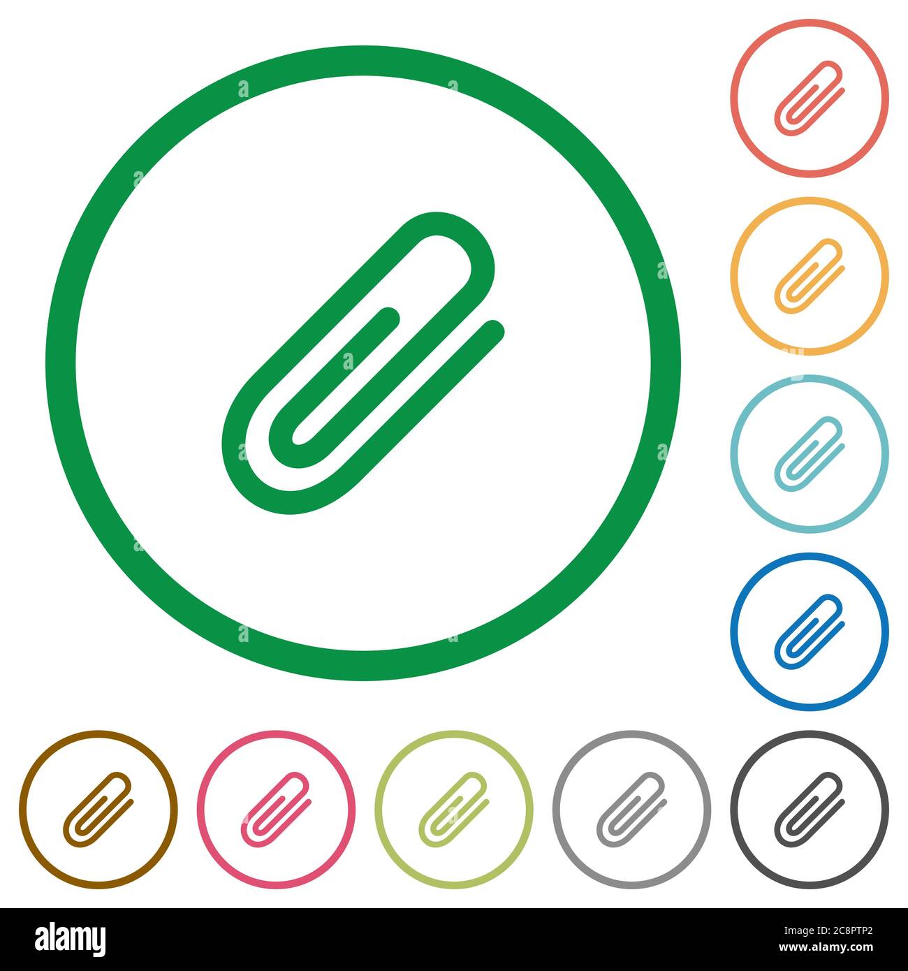 Set of attachment color round outlined flat icons on white background Stock Vector Image & Art ...