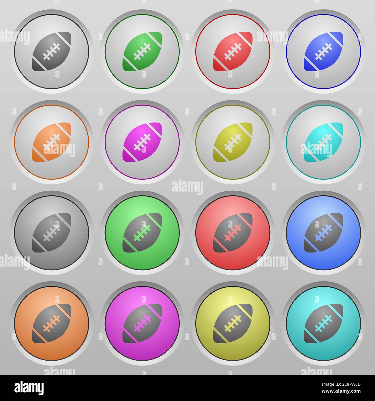 Set of rugby ball plastic sunk spherical buttons Stock Vector Image ...