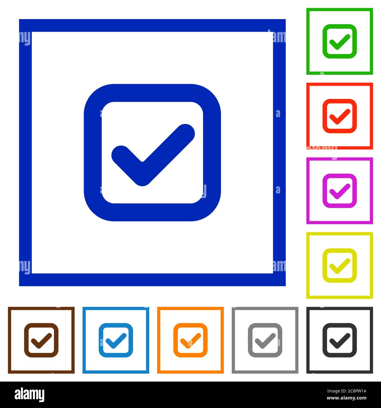 Tick blue and square boxes Stock Vector Images - Alamy
