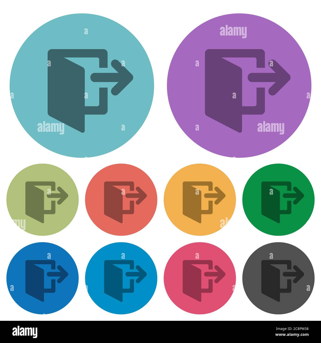 Color logout flat icon set on round background Stock Vector Image & Art ...