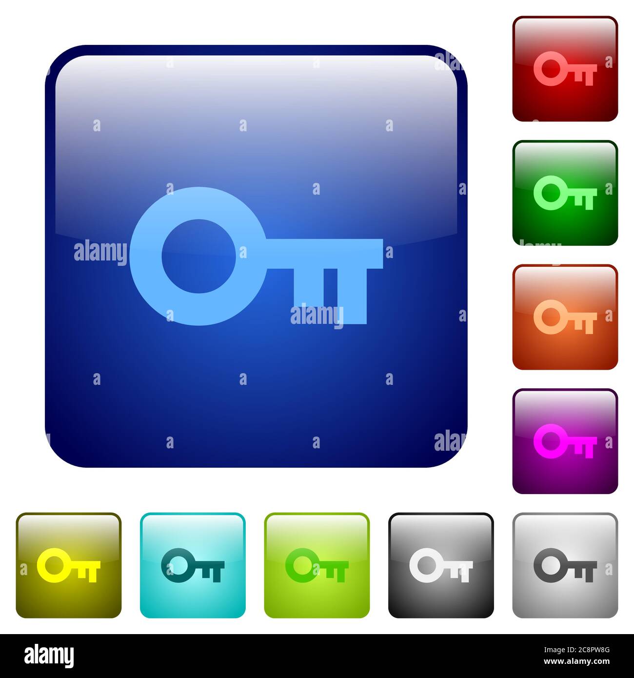 Set of old key color glass rounded square buttons Stock Vector Image ...