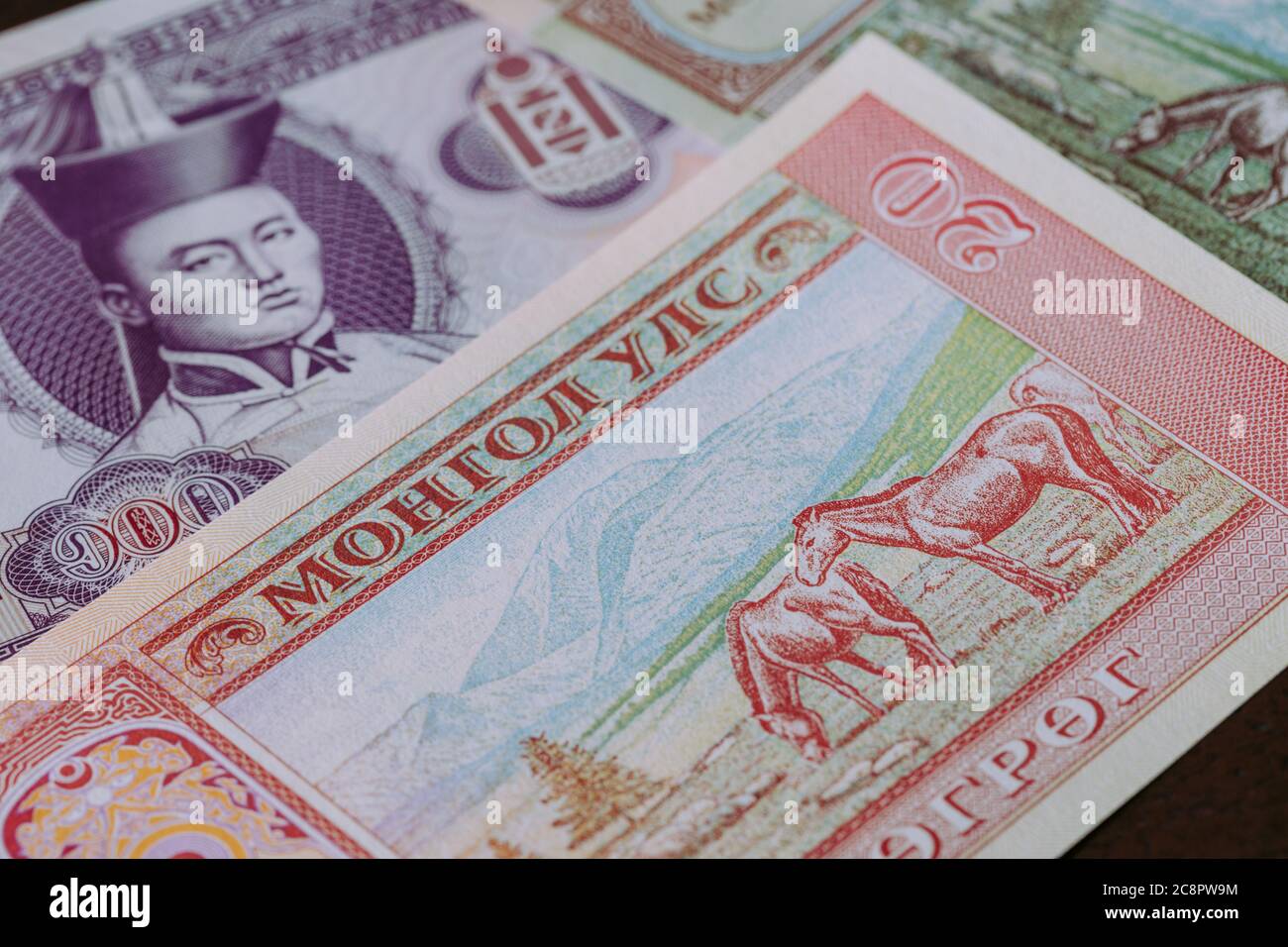 Mongolia currency, Tugrik money, Various banknotes Stock Photo - Alamy
