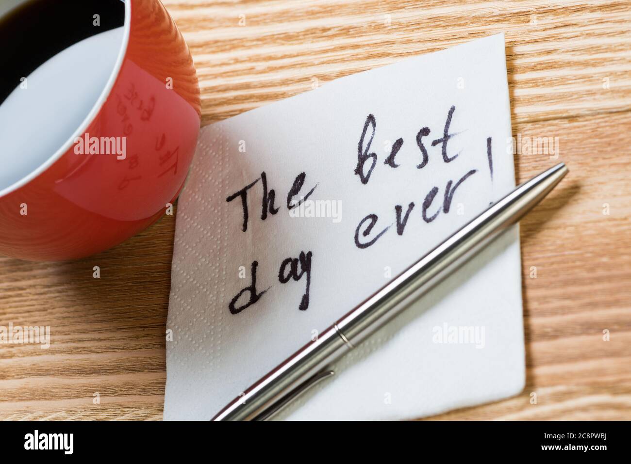 Romantic message written on napkin Stock Photo - Alamy