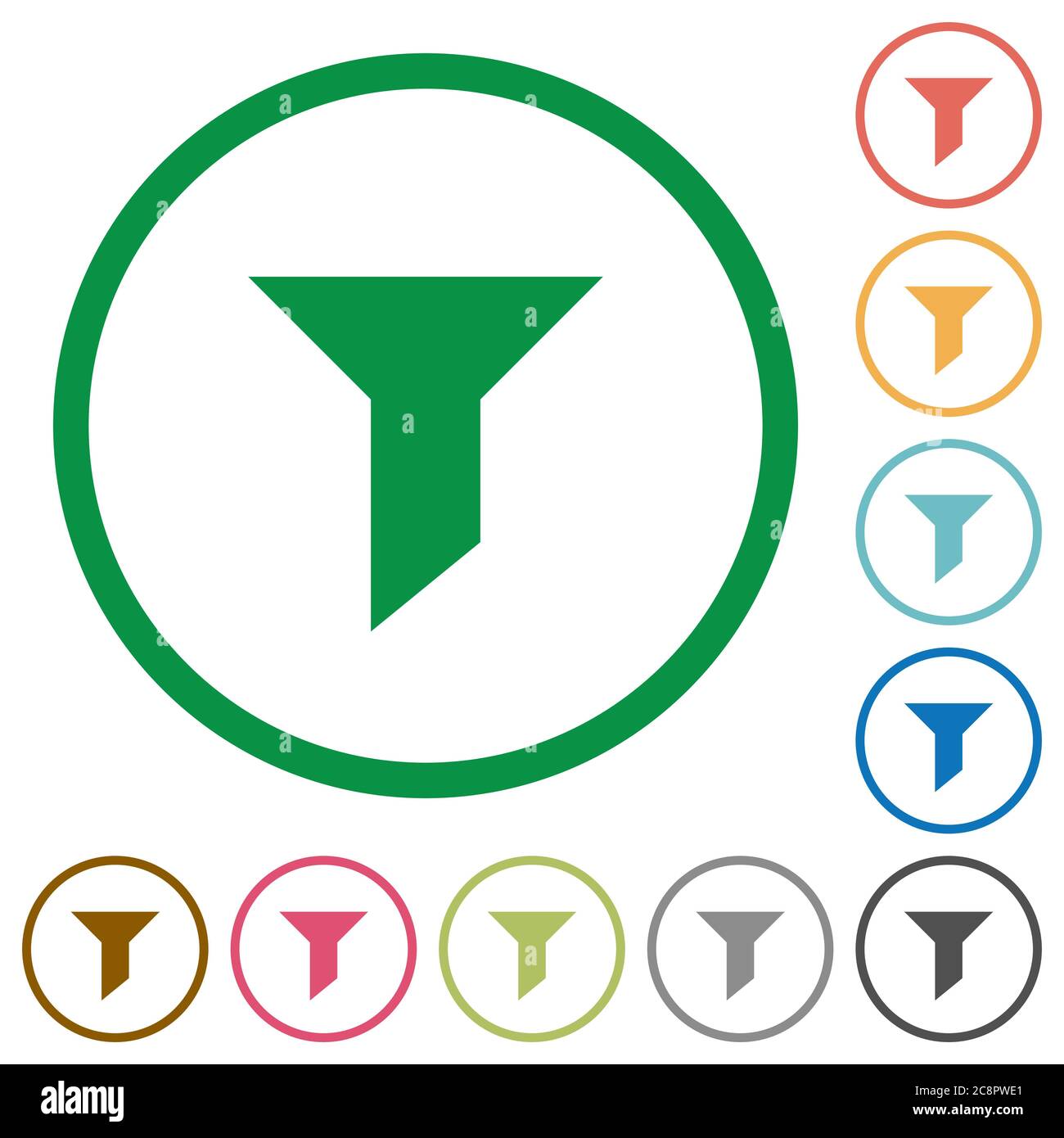 Set of filter color round outlined flat icons on white background Stock Vector Image & Art - Alamy