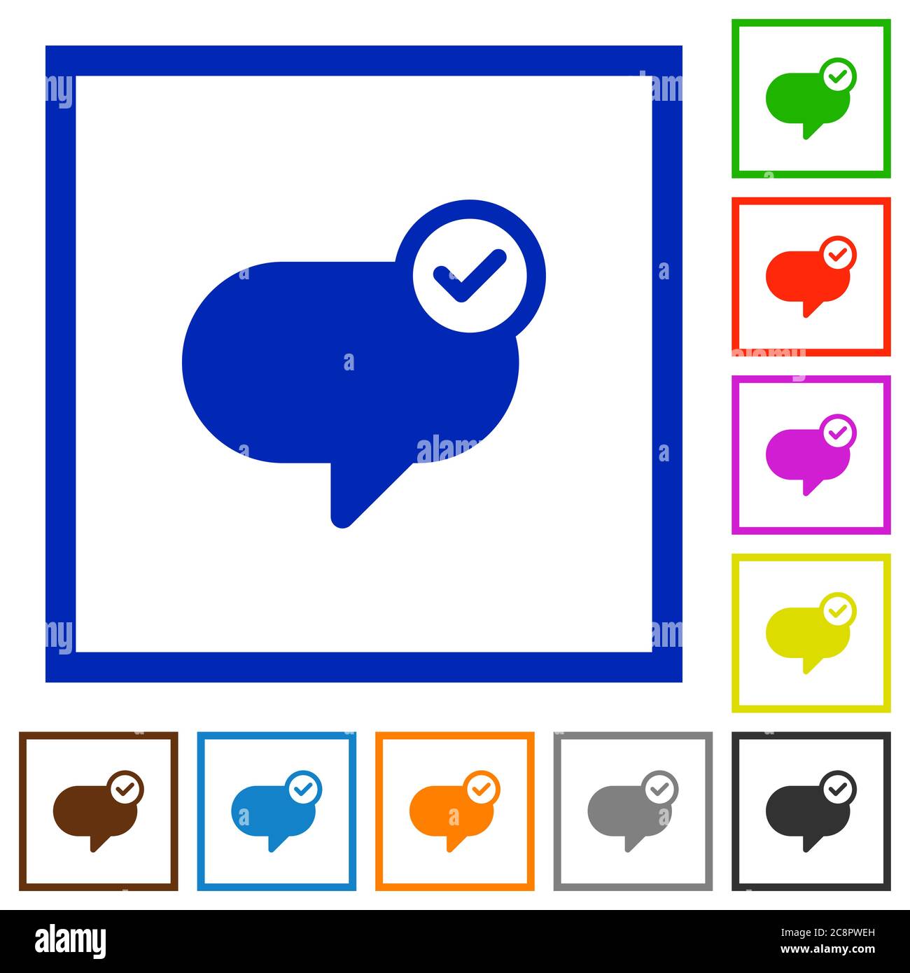 Set of color square framed message sent flat icons Stock Vector Image ...