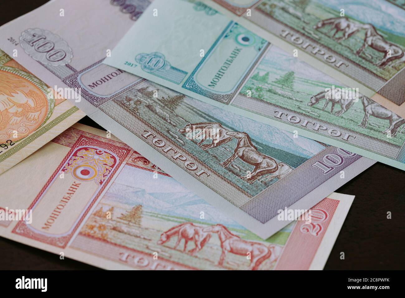 Mongolia currency, Tugrik money, Various banknotes Stock Photo - Alamy