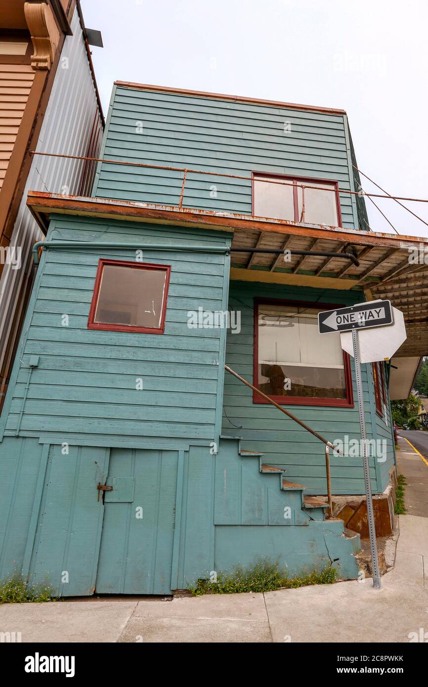 Traditional architecture of houses on Ketchikan, Alaska, the salmon ...