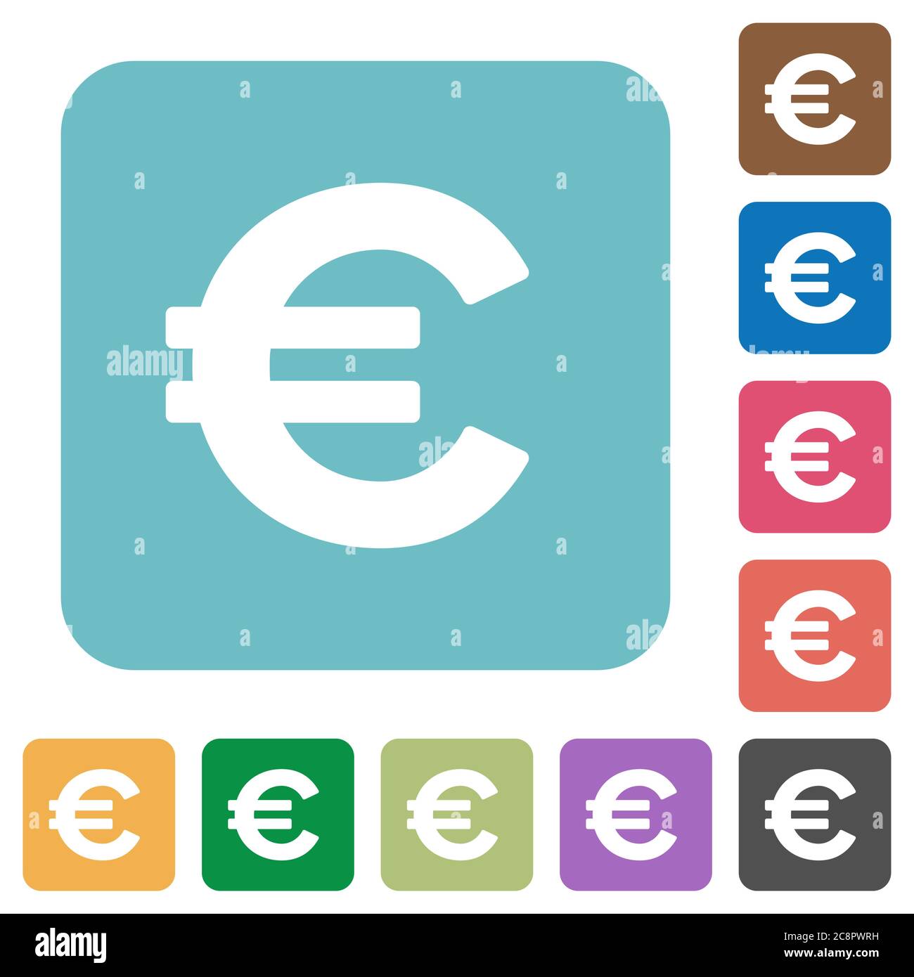 Flat euro sign icons on rounded square color backgrounds Stock Vector ...