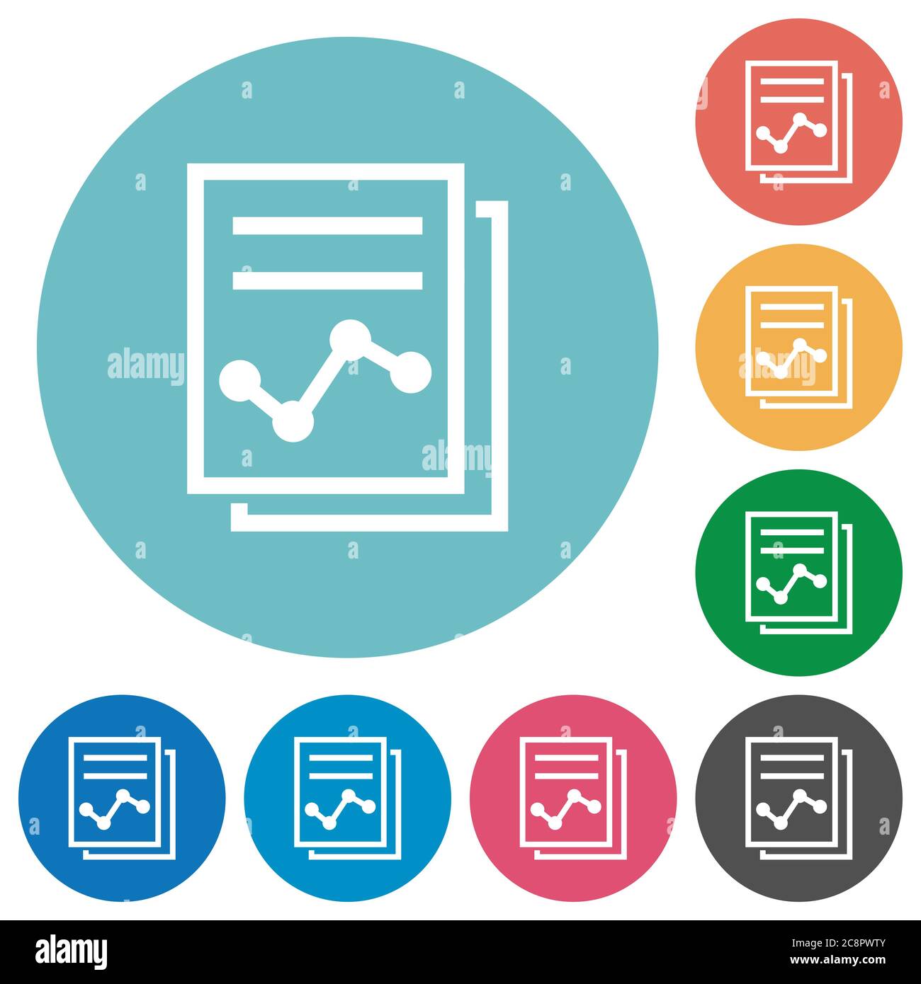 Flat report icon set on round color background Stock Vector Image & Art ...