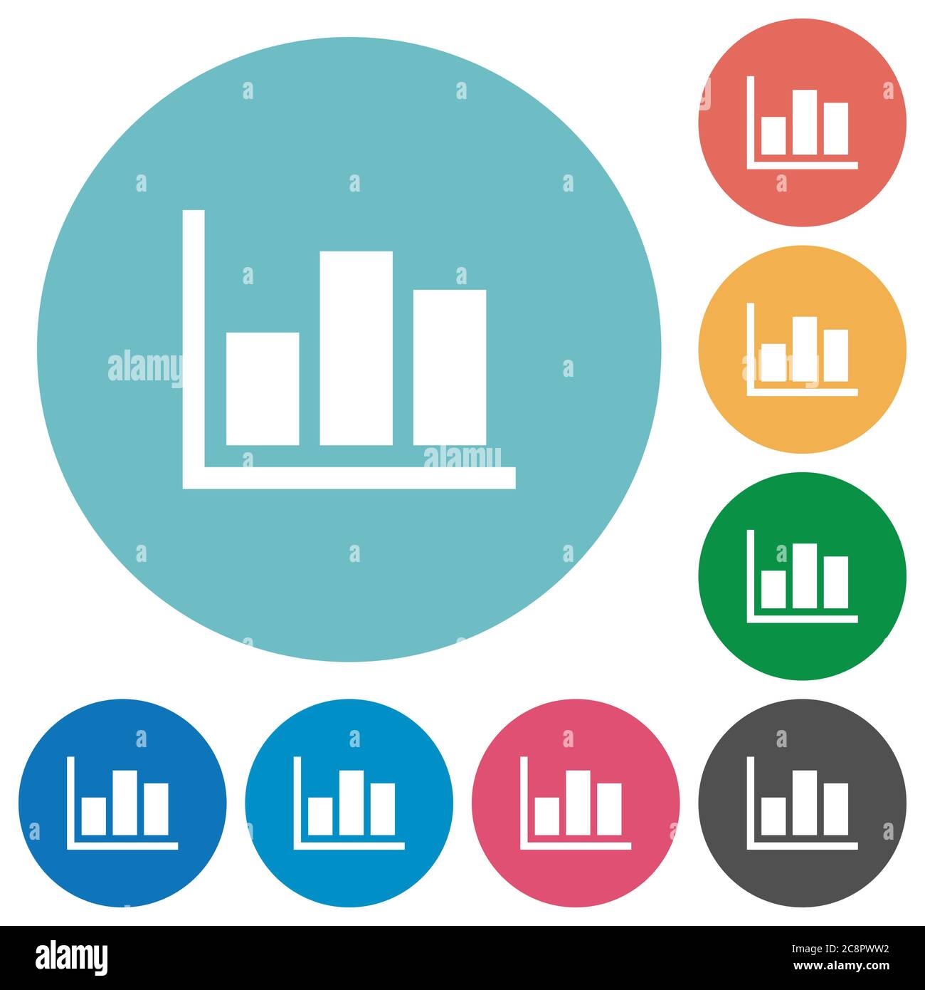 Flat statistics icon set on round color background Stock Vector Image ...