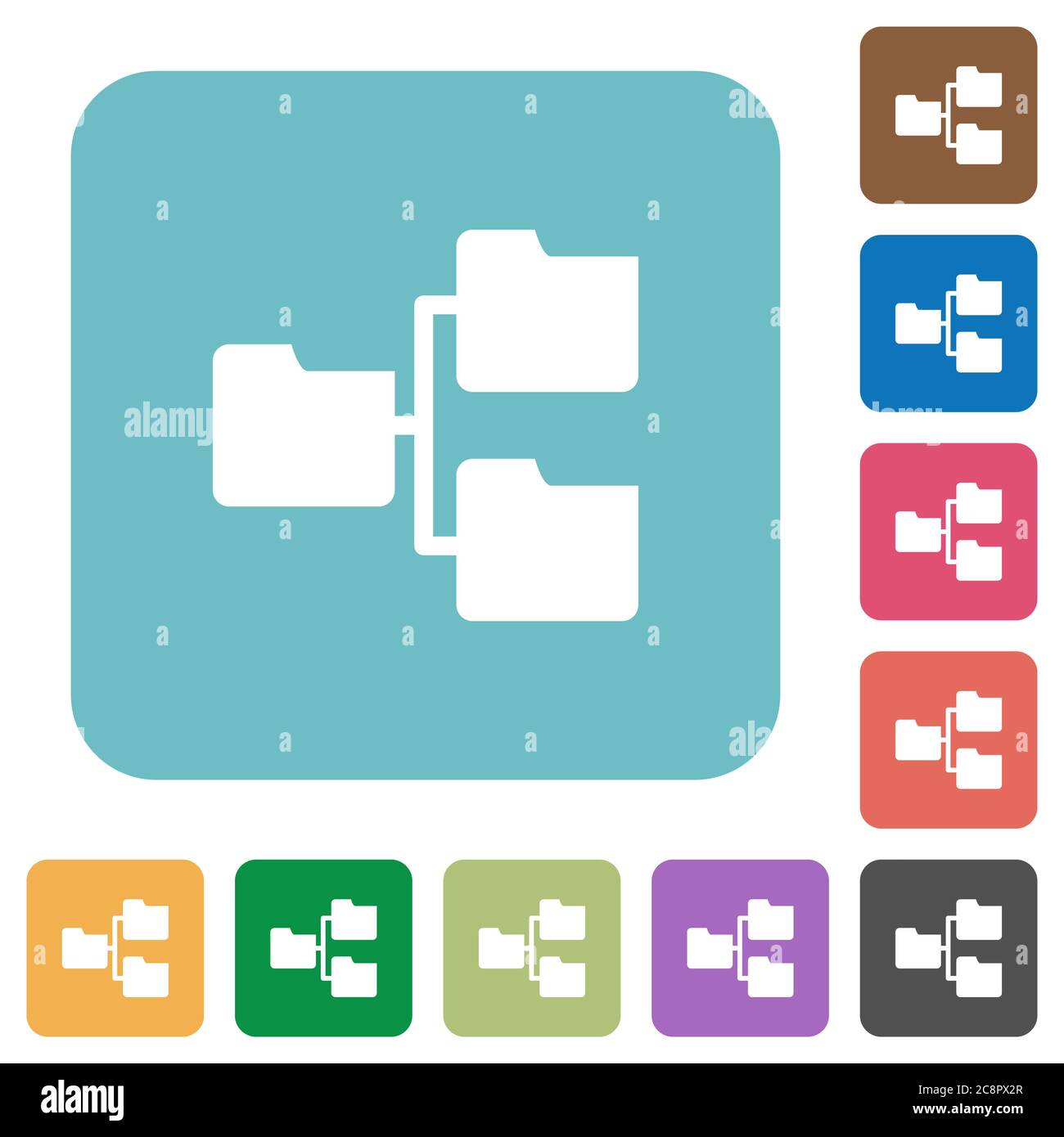 Flat shared folders icons on rounded square color backgrounds Stock Vector Image & Art - Alamy