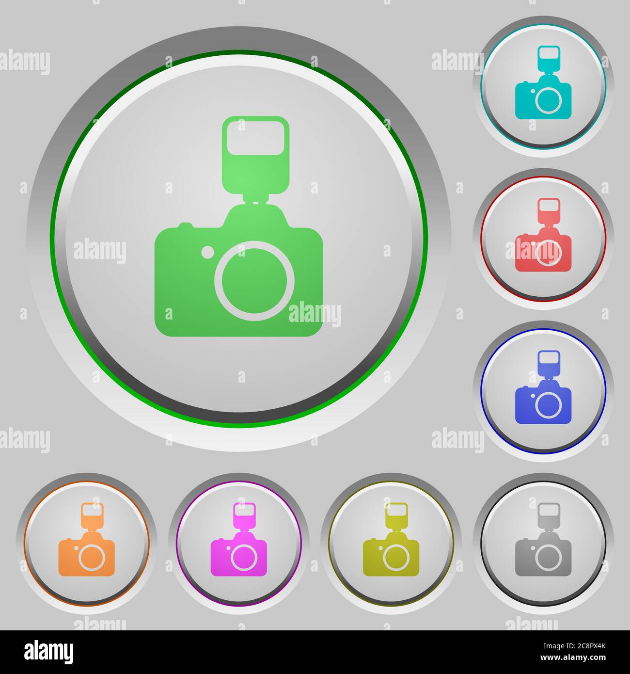 Set of color Camera with flash sunk push buttons Stock Vector Image & Art - Alamy