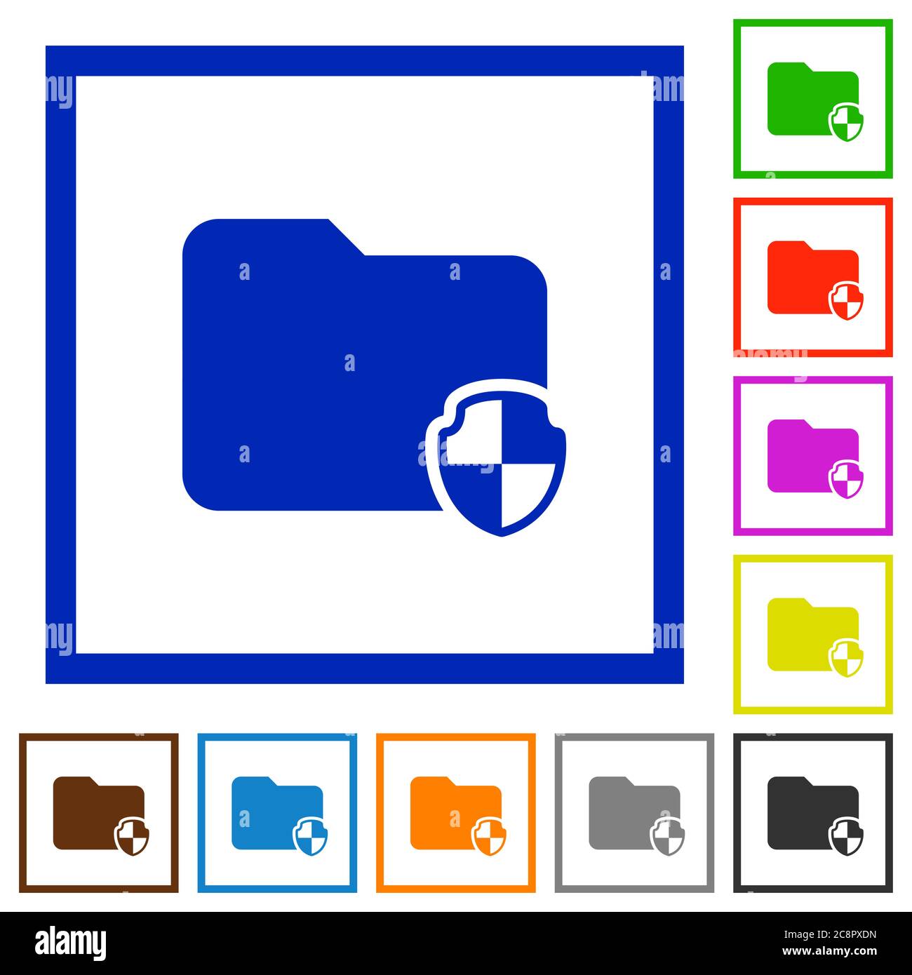 Set of color square framed Protect folder flat icons Stock Vector Image ...