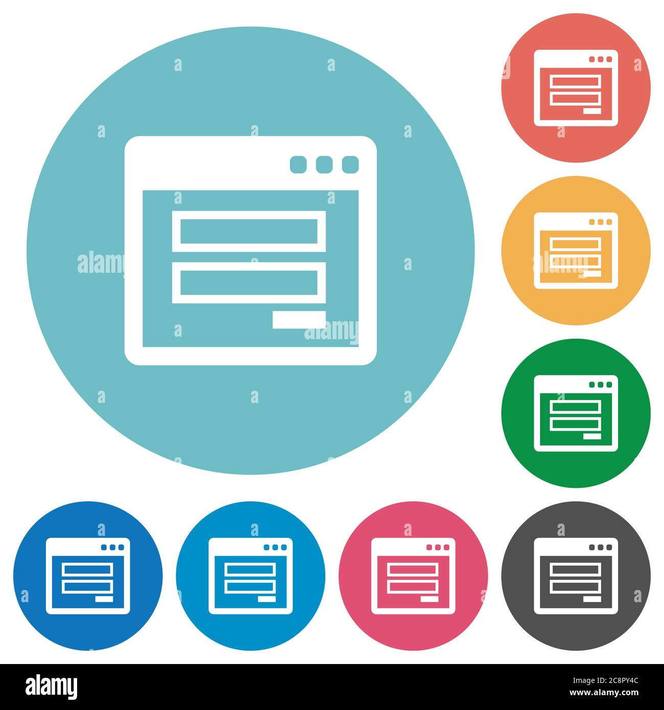 Flat login window icon set on round color background Stock Vector Image ...