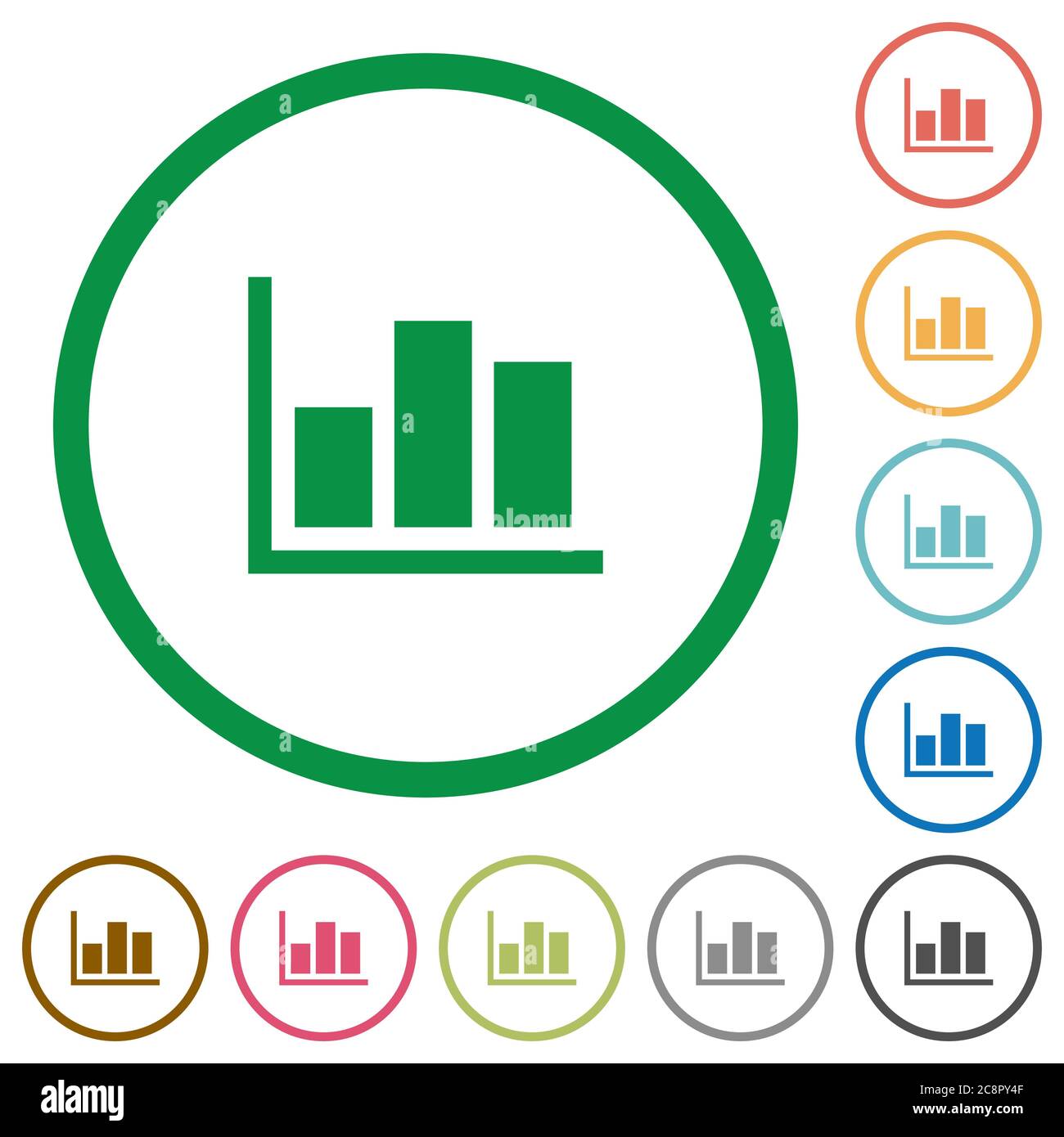 Set of statistics color round outlined flat icons on white background Stock Vector Image & Art ...