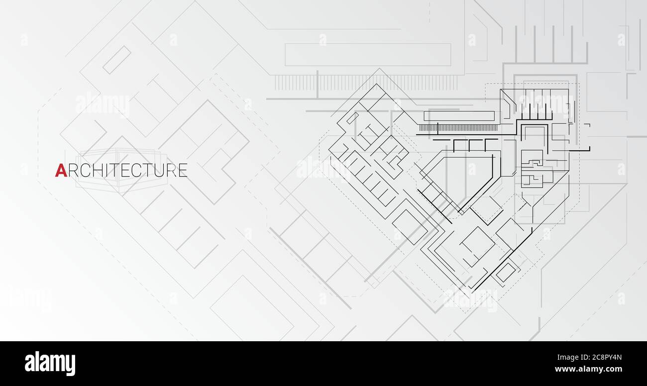 Abstract Detailed Building Scheme On Gray Background, Vector ...