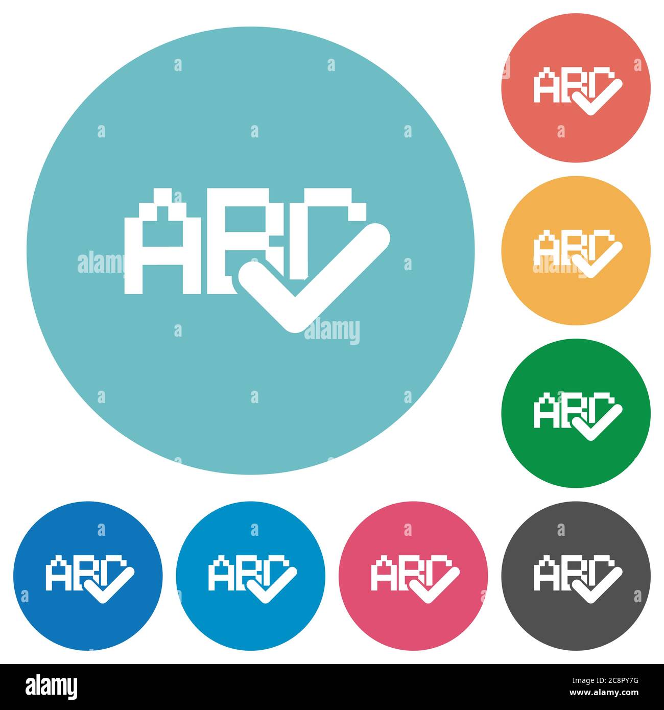 Flat spell check icon set on round color background Stock Vector Image & Art - Alamy