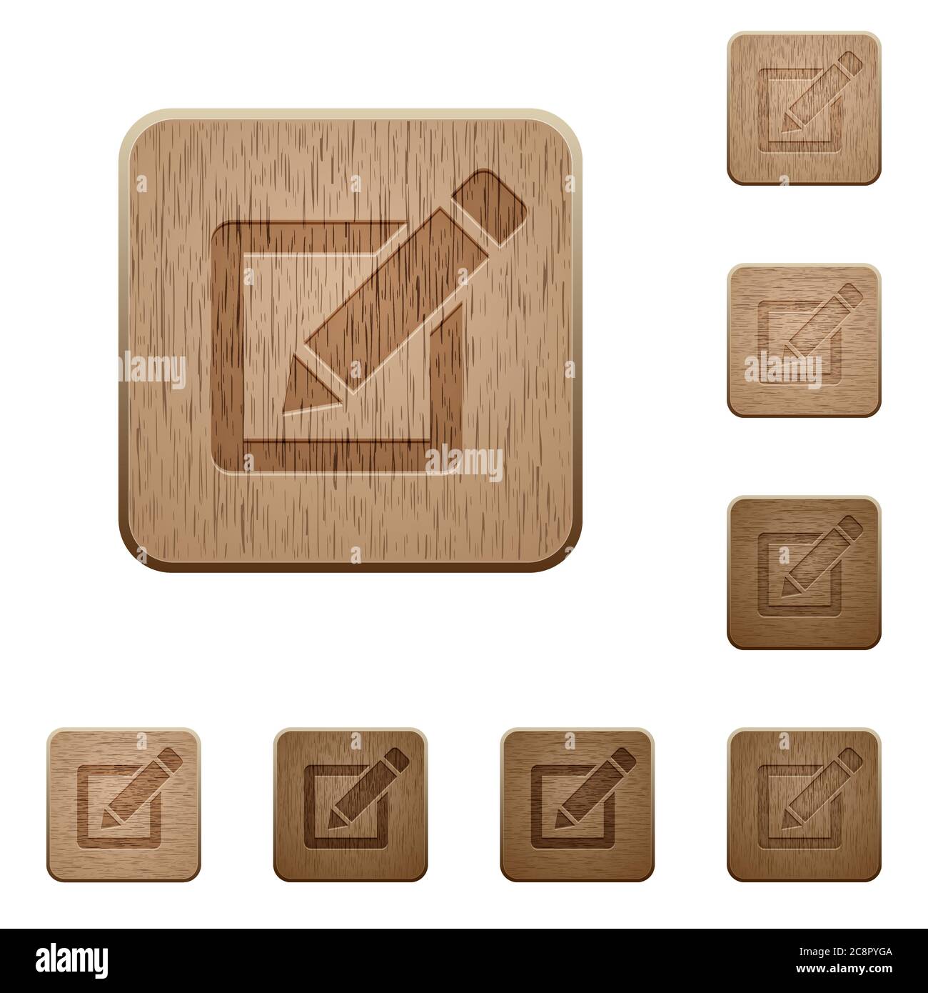 Set of carved wooden editor buttons in 8 variations Stock Vector Image ...
