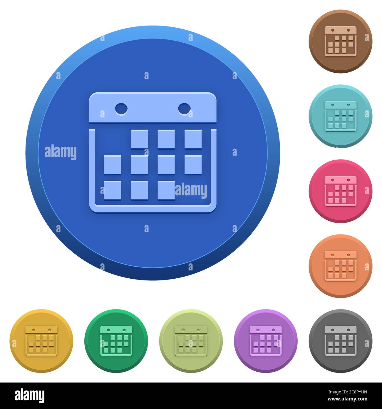 Set of round color embossed hanging calendar buttons Stock Vector Image ...