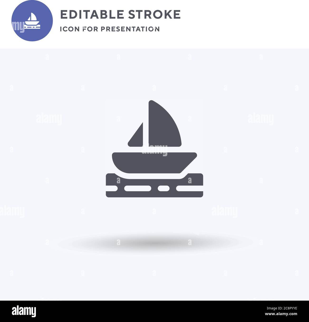 Sailboat icon vector, filled flat sign, solid pictogram isolated on ...