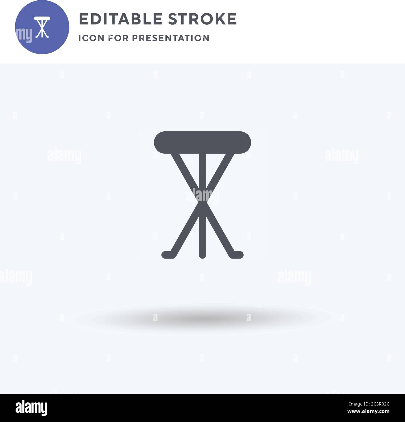 Stool icon vector, filled flat sign, solid pictogram isolated on white ...